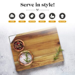 American Atelier’s Acacia Wood Cutting Board with Metal Accent | Large Chopping Board | Serving Tray for Cheese, Meats, Charcuterie Boards | 15.82” x 11.88”