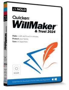 quicken willmaker & trust 2024 - estate planning software - includes will, living trust, health care directive, financial, power of attorney - legally binding - [cd, pc/mac download, online]