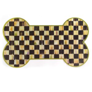 mackenzie-childs courtly check pup placemat, cute pet food mat for dog bowls and cat bowls