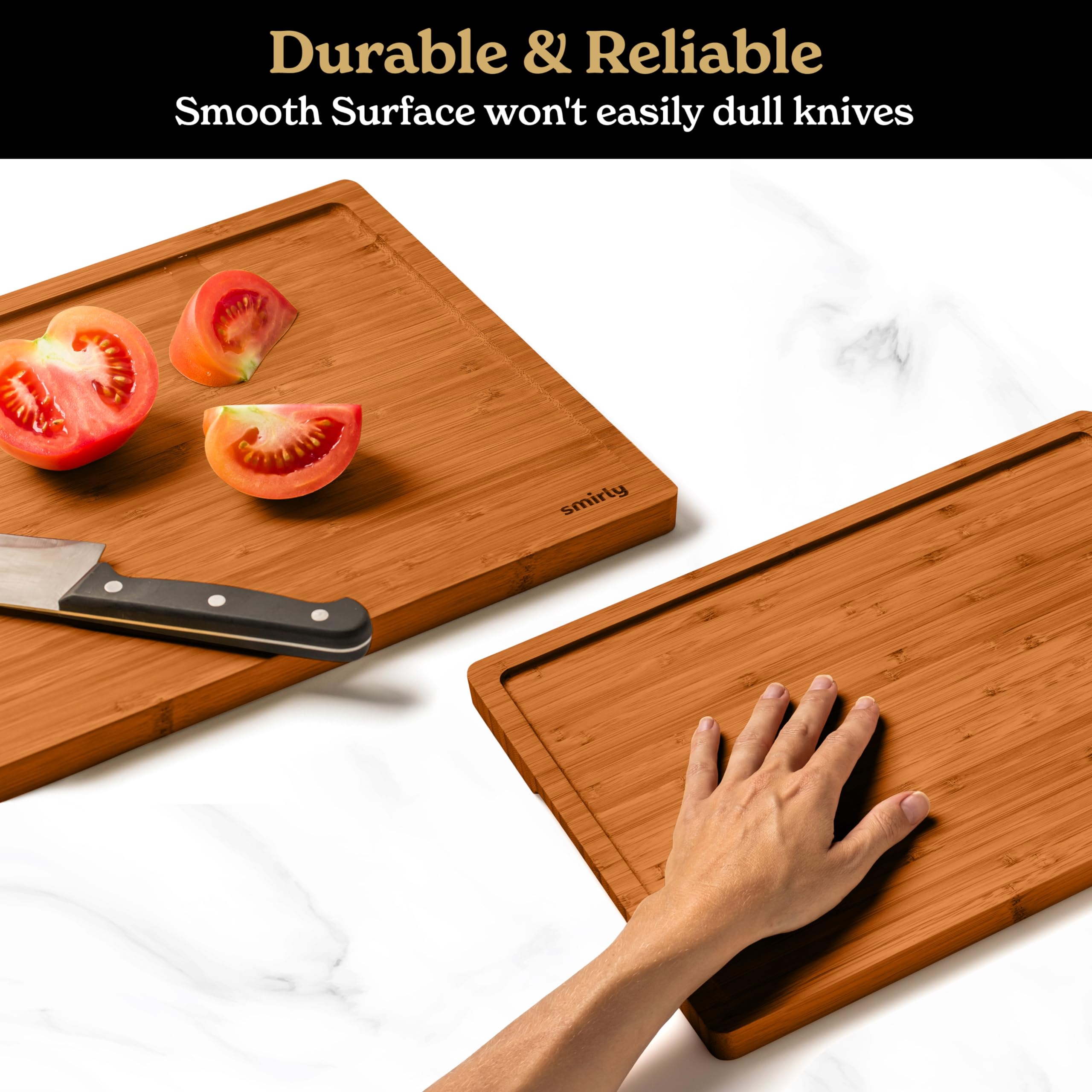 SMIRLY Wooden Cutting Boards For Kitchen - Bamboo Cutting Board Set with Holder, Wood Cutting Board Set, Cutting Board Wood, Wooden Chopping Board, Wooden Cutting Board Set