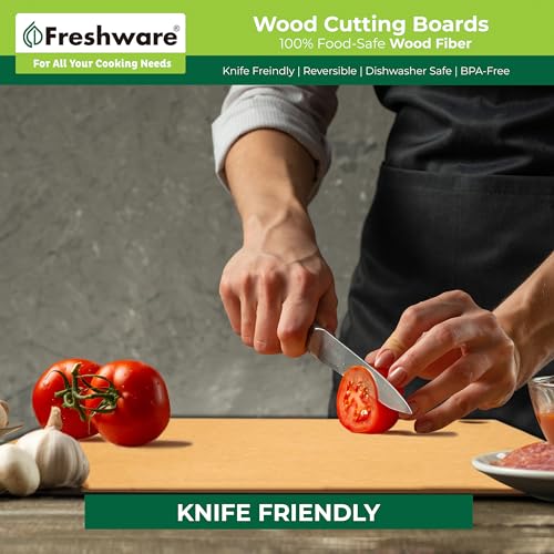 Cutting Board for Kitchen Dishwasher Safe, Wood Cutting Board, Premium Wood Fiber, Non-Porous, Reversible, Medium, 14.5 x 10.8-inch, Natural Slate