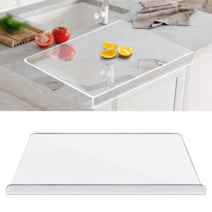 acrylic large cutting board 24" x 18" with lip, oleksand chopping board for kitchen,clear non slip countertop board includes anti-slip strips. (1, 24x18)