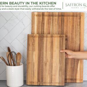 Saffron & Sage Extra Large Wood Cutting Board - Thick 23 x 17 x 1.5 Inch Acacia Wooden Cutting Boards for Kitchen use with Deep Juice Groove, Reversible Chopping Board Doubles as a Charcuterie Board