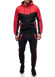 marine royal track suits for men set full zip sweatsuit outdoor jogging men tracksuits (m, red)