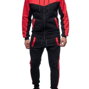 Marine Royal Track Suits for Men Set Full Zip Sweatsuit Outdoor Jogging Men Tracksuits (M, Red)