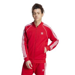 adidas originals men's adicolor classics superstar track top, better scarlet/white, medium