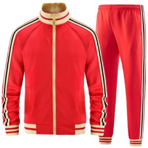 dioxoib track suits for men set 2 piece tracksuits mens sweatsuits sets jogging two piece outfits athletic clothes jogger sweat suits running sport leisure clothing red ai-tz003-s