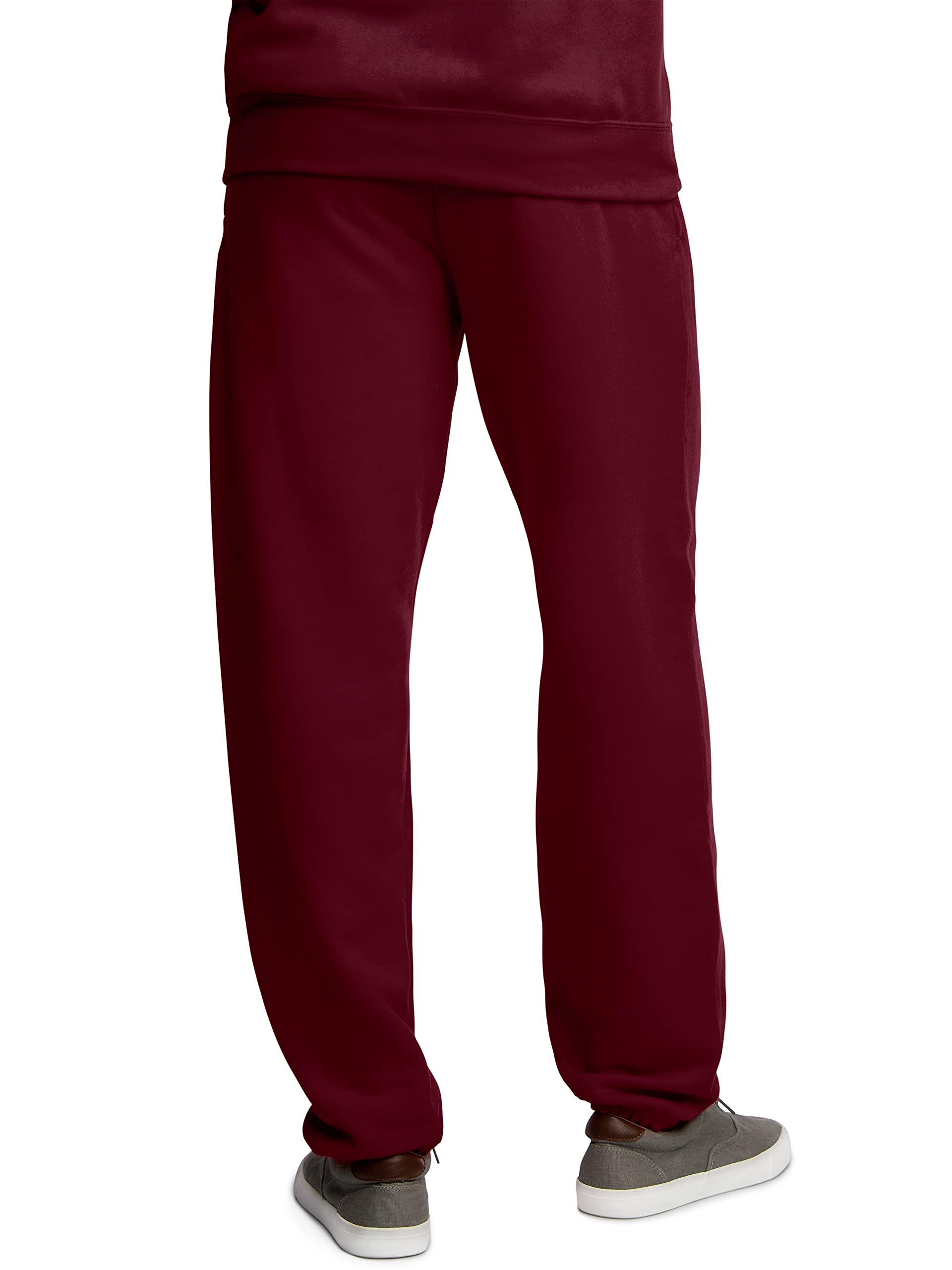 Fruit Of The Loom Mens Eversoft Fleece Elastic Bottom With Pockets, Relaxed Fit, Moisture Wicking, Breathable Sweatpants, Maroon, Large US