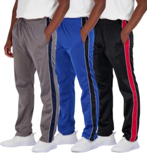 3 pack: mens sweatpants open bottom baggy track pants active athletic workout gym training tech fleece tapered slim tiro tricot wide leg sports running casual quick dry fit soccer casual-set 5,xxl