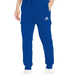 adidas Men's Essentials Fleece Regular Tapered Cargo Pants, Team Royal Blue/White, Small