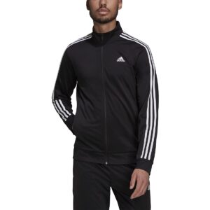 adidas men's essentials warm-up 3-stripes track top, black/white, x-large