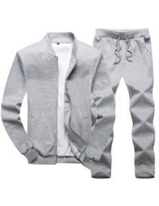 lavnis men's casual tracksuit long sleeve running jogging athletic sports set gray m