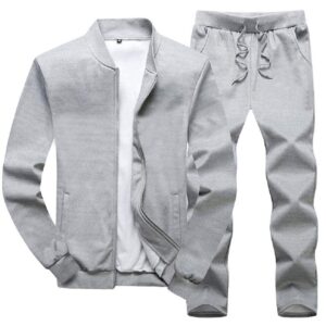 Lavnis Men's Casual Tracksuit Long Sleeve Running Jogging Athletic Sports Set Gray M