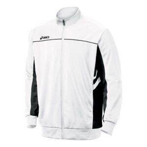 asics men's cabrillo jacket, white/black, medium