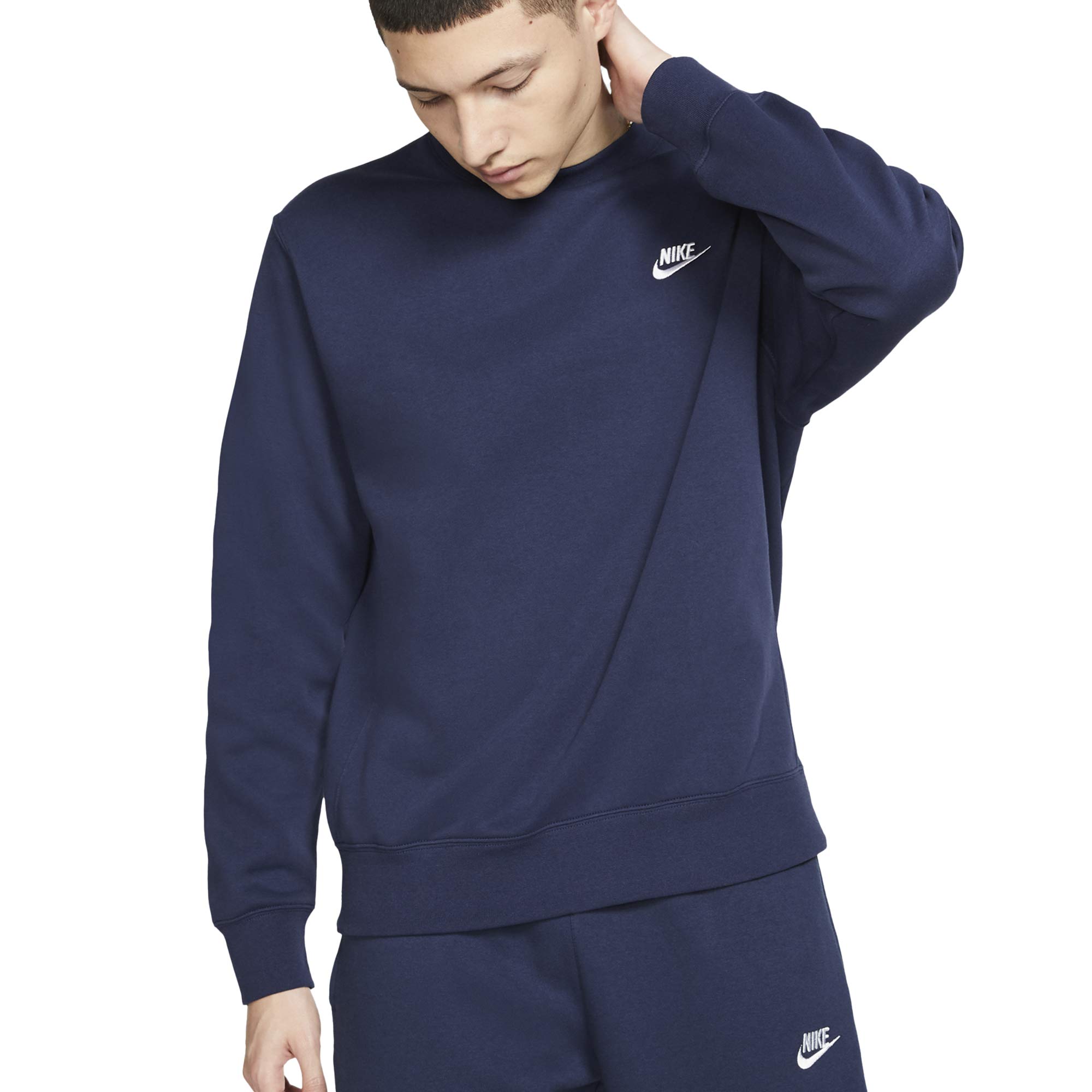 Nike Men's NSW Club Crew, Midnight Navy/White, Large