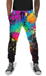 unifaco teenager 3d digital print splatter jogger pants casual baggy sweatpants black s