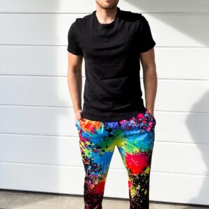 UNIFACO Teenager 3D Digital Print Splatter Jogger Pants Casual Baggy Sweatpants Black S