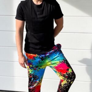 UNIFACO Teenager 3D Digital Print Splatter Jogger Pants Casual Baggy Sweatpants Black S