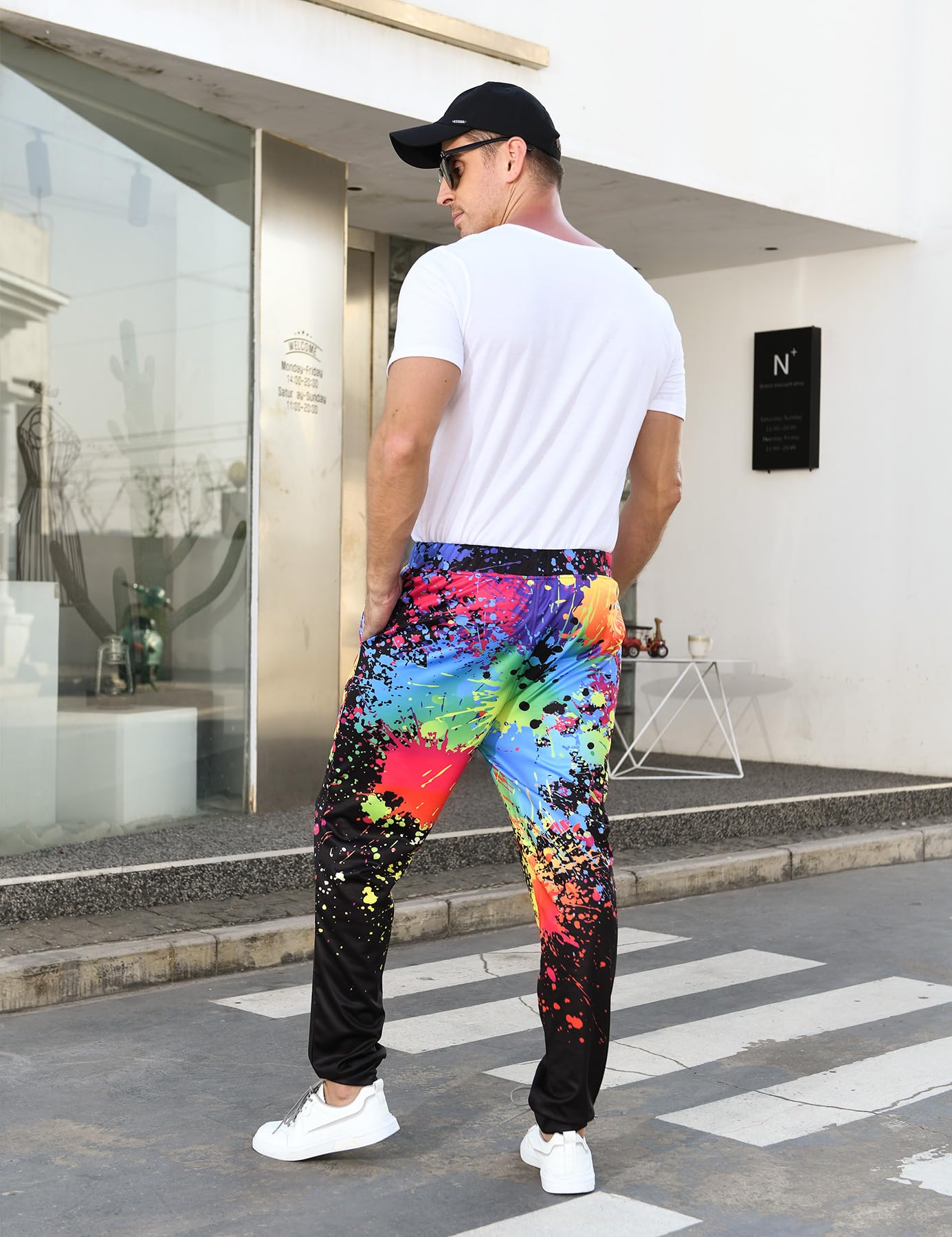 UNIFACO Teenager 3D Digital Print Splatter Jogger Pants Casual Baggy Sweatpants Black S