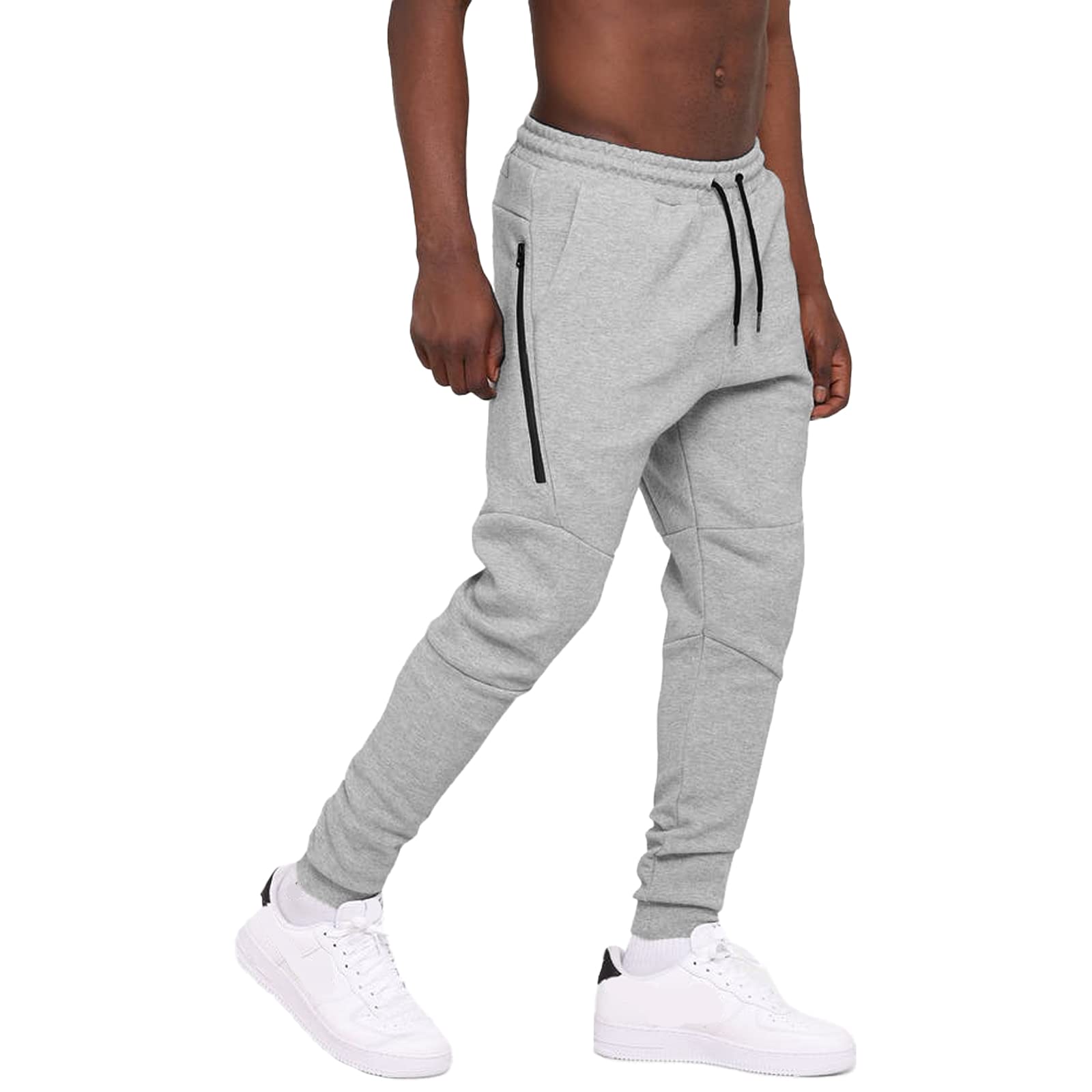 A WATERWANG Men's Joggers Sweatpants, Tapered Slim Running Pants with Pockets for Workout Athletic Gym Training Lightgray