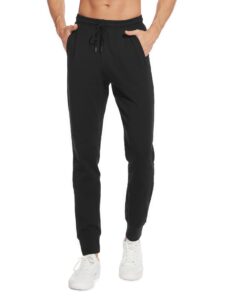 sevego men's 34" inseam tall lightweight cotton joggers with zipper pockets active sweatpants work sports track pants black xl