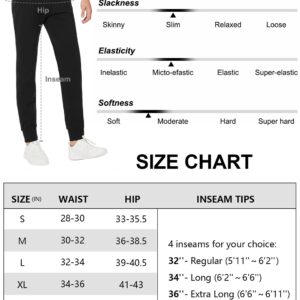 SEVEGO Men's 34" Inseam Tall Lightweight Cotton Joggers with Zipper Pockets Active Sweatpants Work Sports Track Pants Black XL