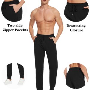 SEVEGO Men's 34" Inseam Tall Lightweight Cotton Joggers with Zipper Pockets Active Sweatpants Work Sports Track Pants Black XL