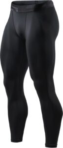 tsla men's compression pants, cool dry athletic workout running tights leggings with pocket/non-pocket, hyper control pants black, large