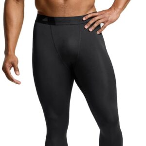 TSLA Men's Compression Pants, Cool Dry Athletic Workout Running Tights Leggings with Pocket/Non-Pocket, Hyper Control Pants Black, Large