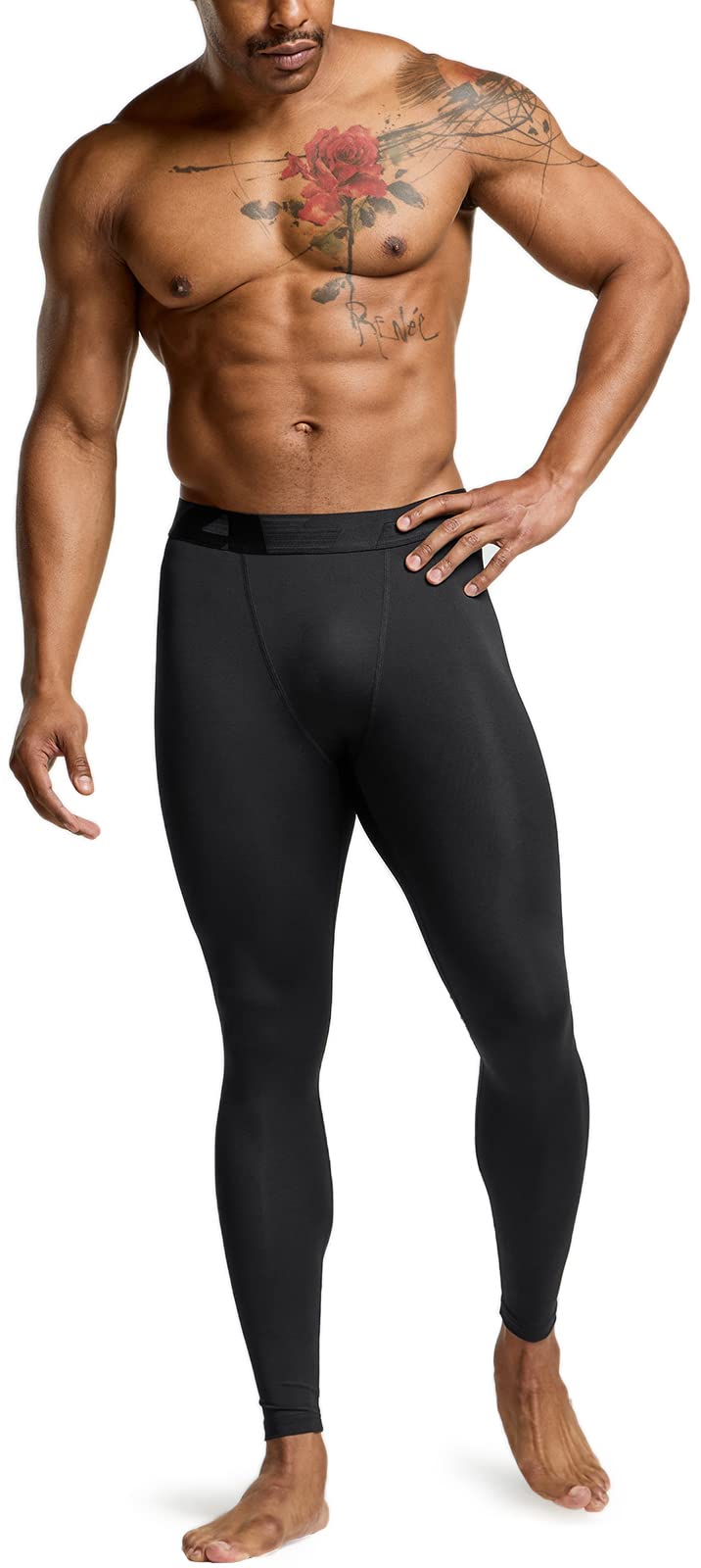 TSLA Men's Compression Pants, Cool Dry Athletic Workout Running Tights Leggings with Pocket/Non-Pocket, Hyper Control Pants Black, Large