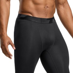 TSLA Men's Compression Pants, Cool Dry Athletic Workout Running Tights Leggings with Pocket/Non-Pocket, Hyper Control Pants Black, Large