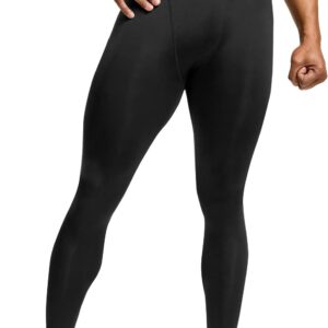 TSLA Men's Compression Pants, Cool Dry Athletic Workout Running Tights Leggings with Pocket/Non-Pocket, Hyper Control Pants Black, Large