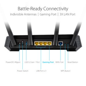 ASUS ROG Strix GS-AX3000 WiFi 6 Extendable Gaming Router, Gaming Port, Mobile Game Mode, Port Forwarding, VPN Fusion, Aura RGB, Subscription-free Network Security, Instant Guard, AiMesh Compatible