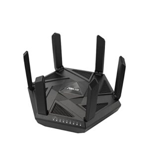 asus rt-axe7800 tri-band wifi 6e (802.11ax) router, 6ghz band, asus safe browsing, upgraded network security, instant guard, built-in vpn features, parental controls, 2.5g port, aimesh support