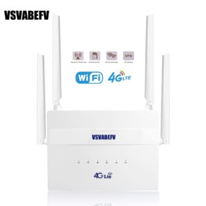 4G LTE Wireless Router with SIM Card Slot 300Mbps Unlocked Wireless Mobile WiFi Hotspot Routers with Antennas for B2/B4/B5/B12/B13/B17/B18/B25, Sim Card Router Support T-Mobile AT&T