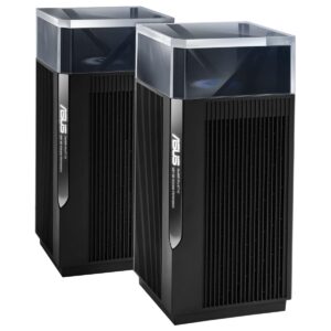 asus et12 axe11000 whole-home tri-band mesh wifi 6e system coverage up to 610 sq. mtr/6,000 sq. ft.,11gbps wifi, 3 ssids, free security & parental controls, dual 2.5g ports lan aggregation 2 pack