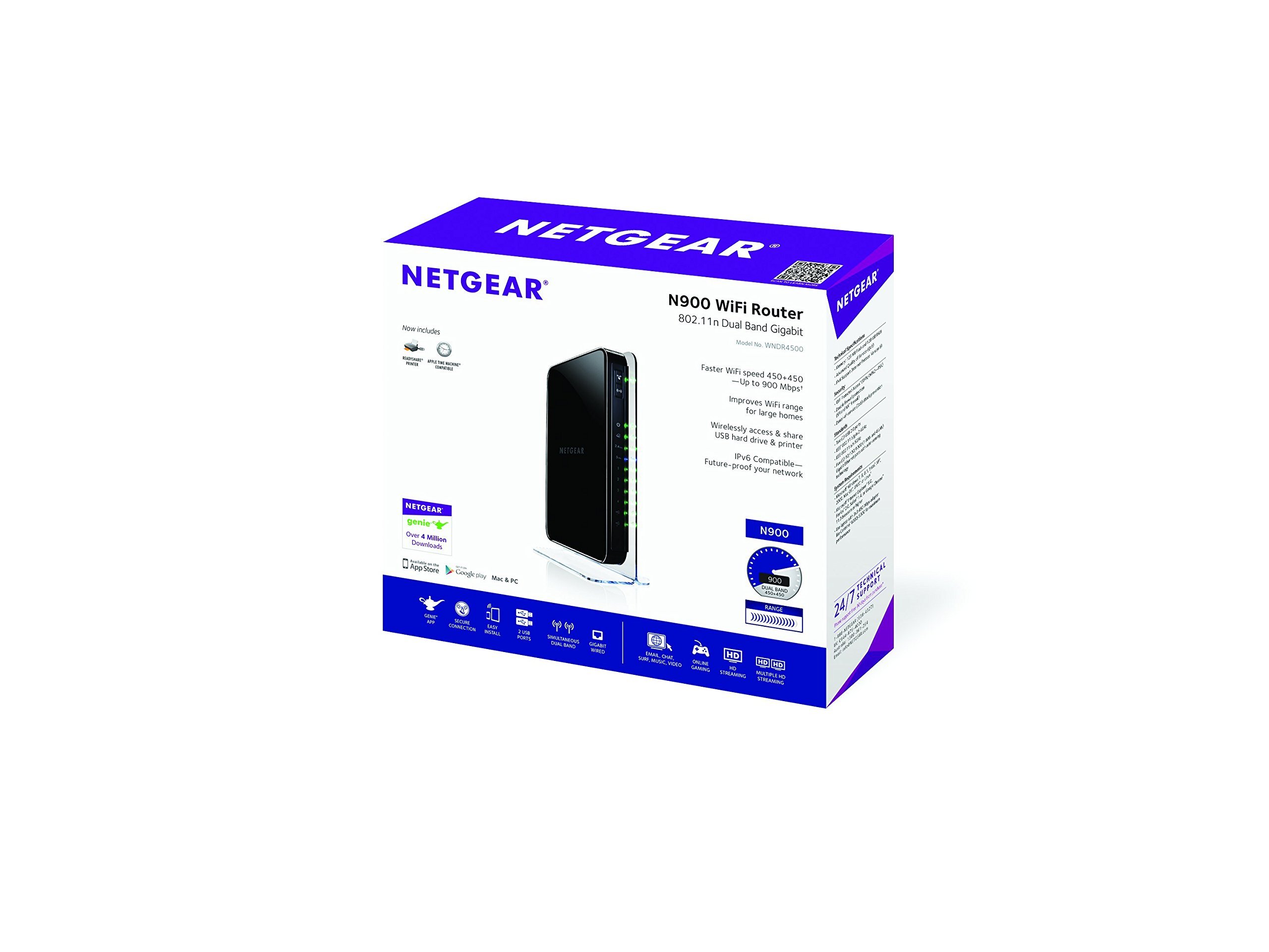 NETGEAR WNDR4500-100PAS N900 Dual Band Gigabit WiFi Router (Refurbished)