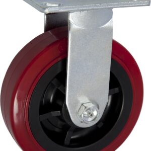 6" X 2" Heavy Duty Caster Set of 4-2 Swivel Casters and 2 Rigid Casters - 3600 lbs Per Set of 4 - (4 Pack) - Dark red Polyurethane on Black Polyolefin Core - CasterHQ Brand Casters