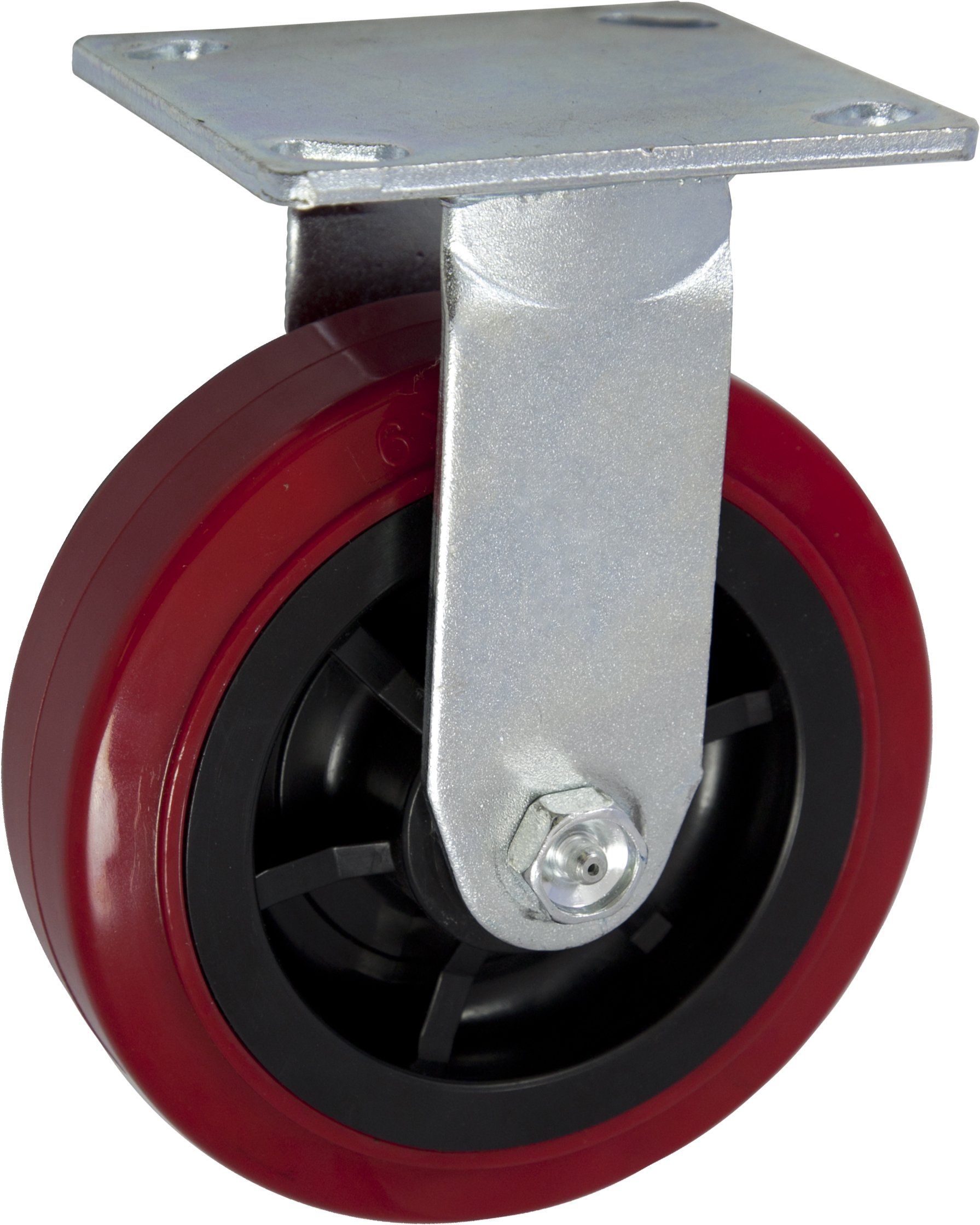 6" X 2" Heavy Duty Caster Set of 4-2 Swivel Casters and 2 Rigid Casters - 3600 lbs Per Set of 4 - (4 Pack) - Dark red Polyurethane on Black Polyolefin Core - CasterHQ Brand Casters