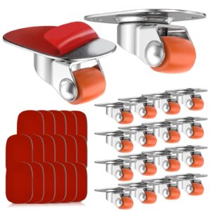 homhoo 0.75" self-adhesive caster wheels - 360° swivel, strong nano adhesive, steel plate, 30 lbs load capacity per caster, easy install - pack of 16