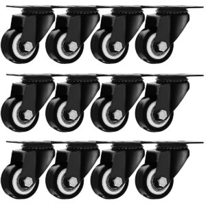 online best service™ swivel 1.5" caster wheels rubber base with top plate & bearing heavy duty (12 pack without brake)