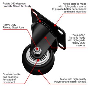 Online Best Service™ Swivel 1.5" Caster Wheels Rubber Base with Top Plate & Bearing Heavy Duty (12 Pack Without Brake)