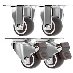 caster wheels, 1 inch casters, wheels for furniture casters set of 4 directional casters & swivel casters & brake casters, industrial wheels for cart rubber silent casters(2fixed + 2brakes)