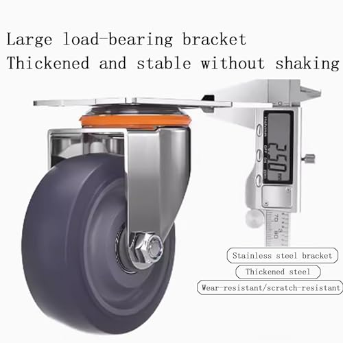 Caster Wheels, Casters Set of 4, 5 Inch Wheels for Furniture Directional Casters & Swivel Casters & Brake Casters, Industrial Casters Rubber Silent Load Capacity 400Kg(2universal+2brake)