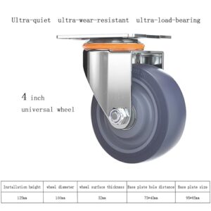 4 Inch Casters, Wheels for Furniture Casters Set of 4 Caster Wheels, Directional & Swivel & Brake Casters, Industrial Casters Rubber Silent Load Capacity 350Kg(Universal)