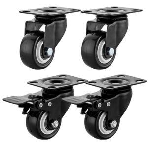 trolley furniture castors, mute castor wheels, swivel casters wheels, brake heavy duty caster wheels, moving caster wheels, 2 casters without brakes and 2 casters with brakes, black castor wheel (col