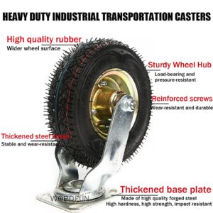 Heavy Duty Replacement Rubber Casters, Swivel Plate Caster, Pneumatic Wheel, 6/8/10In Steel Hub No Floor Marks, for Moving Silent Furniture/Table/Trolley/Workbench