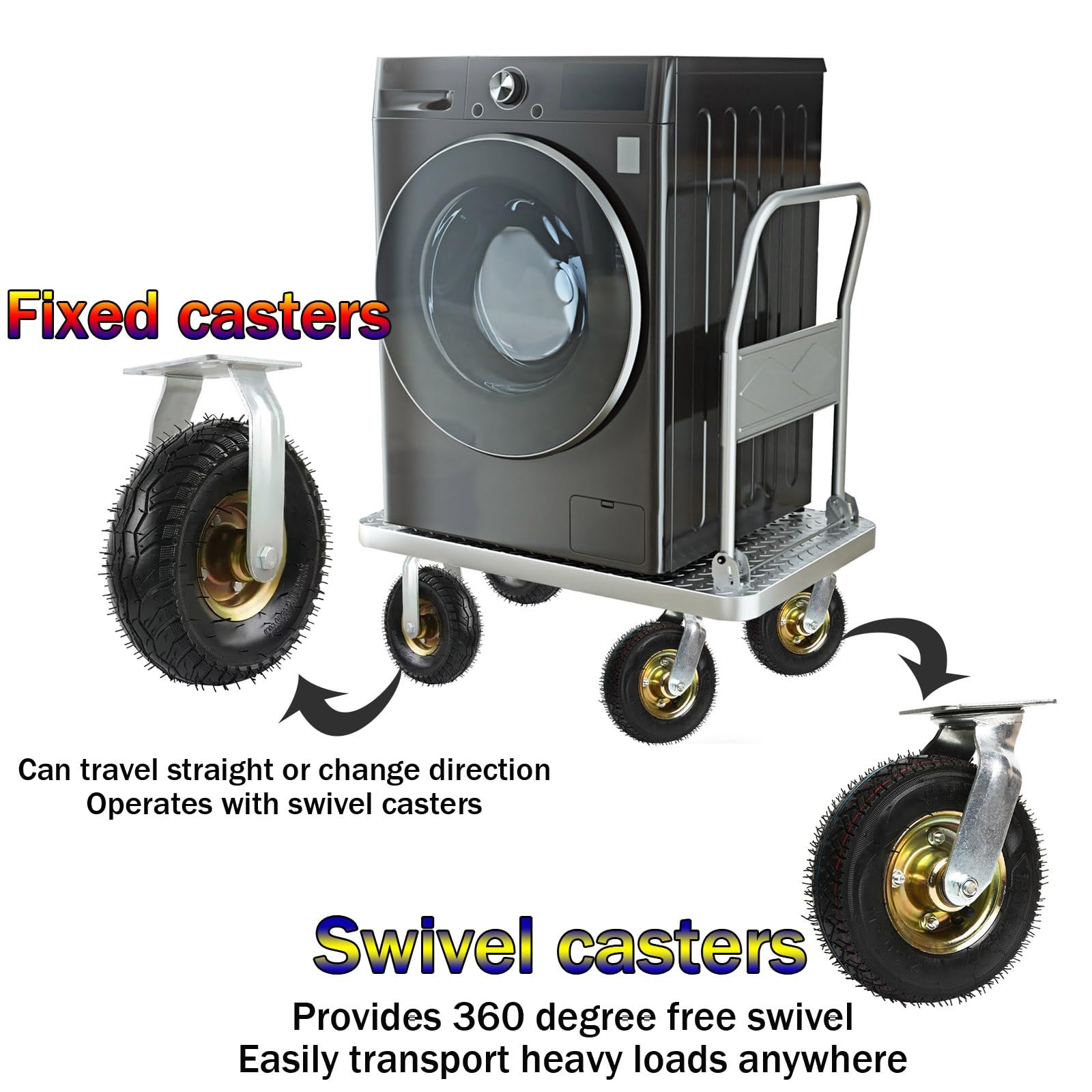 Rubber Caster Wheel Swivel Castors Fixed Heavy Duty Industrial Caster, with Tyre Veins, with Ball Bearings, Outdoor, Swivel, Dolly, Workbench, Trolley