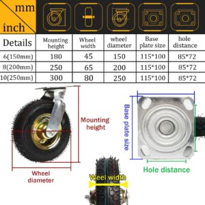 Heavy Duty Replacement Rubber Casters, Swivel Plate Caster, Pneumatic Wheel, 6/8/10In Steel Hub No Floor Marks, for Moving Silent Furniture/Table/Trolley/Workbench