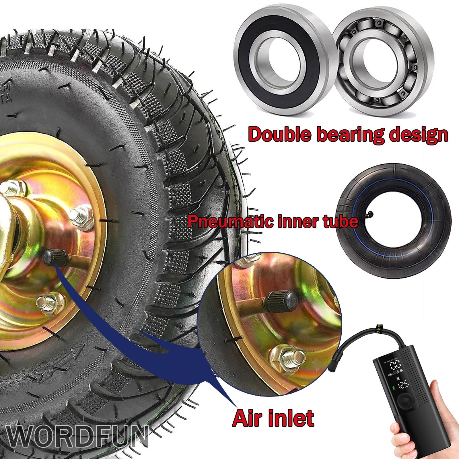 Rubber Caster Wheel Swivel Castors Fixed Heavy Duty Industrial Caster, with Tyre Veins, with Ball Bearings, Outdoor, Swivel, Dolly, Workbench, Trolley